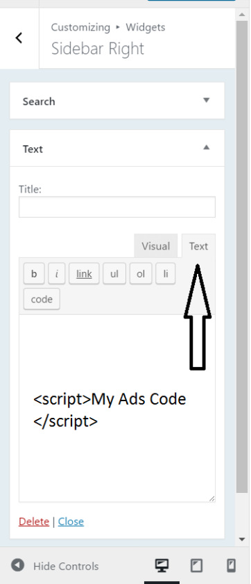 Add Adsense and Ads Code Using Text Widget – WordPress Theme Store – InsertCart